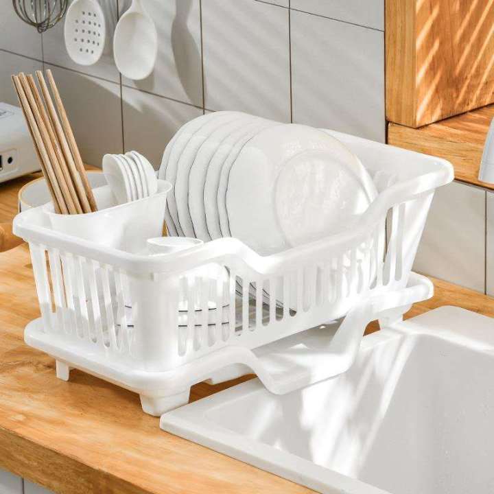 MOTORS Plastic Dish Drying Rack With Dish Drainer Carbon Steel Cutlery ...