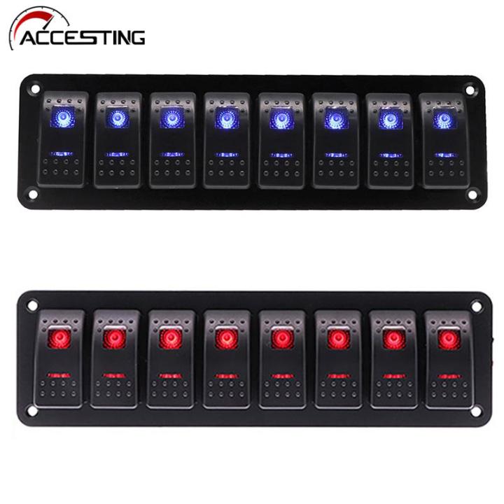 8 Gang Switch Panel Waterproof For Marine Boat Caravan RV Universal ...