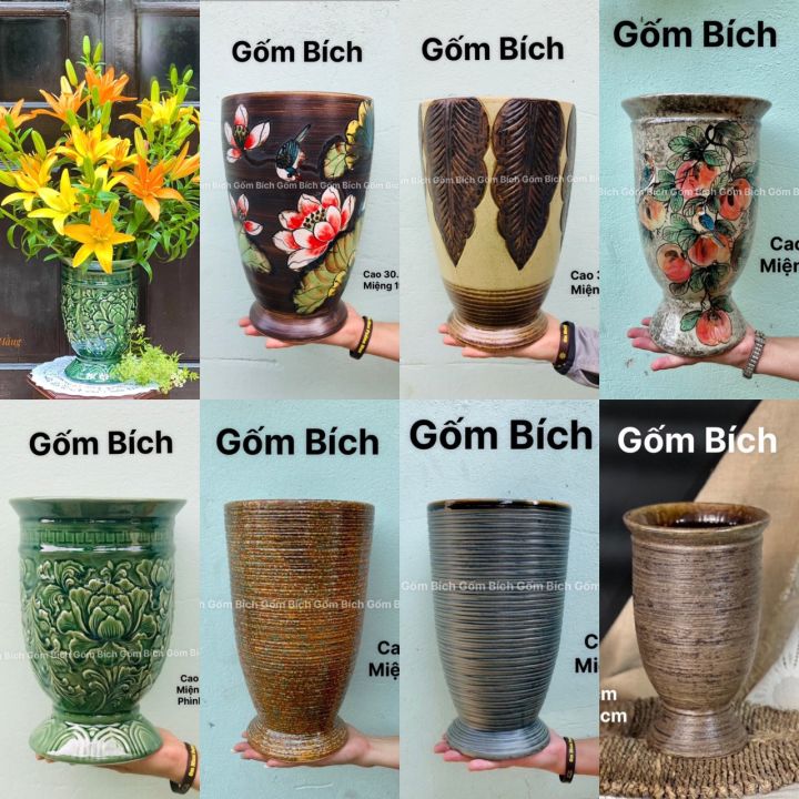 Bình Hoa Lọ Hoa Gốm Dáng Ly Miệng Rộng Gốm Sứ Bát Tràng - Gốm Bích ...