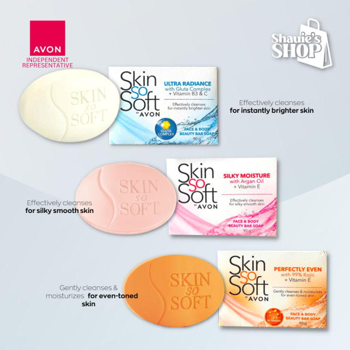 AVON Skin So Soft Beauty Bar Soap 90g (Ultra Radiance, Silky Moisture ...