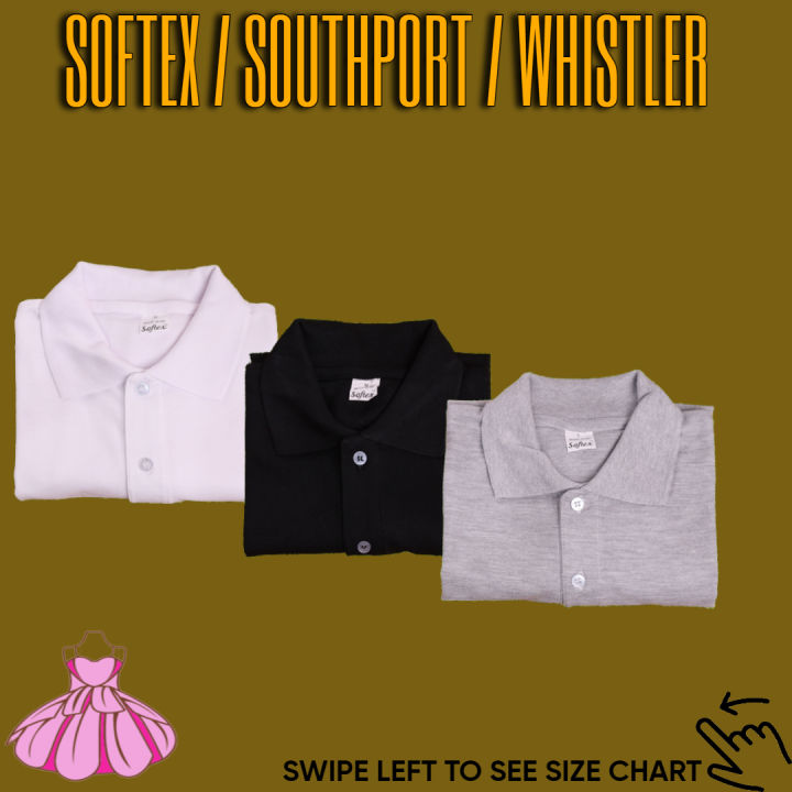 PLAIN POLO SHIRT UNISEX SOFTEX/SOUTHPORT/WHISTLER WHITE BLACK GRAY ...