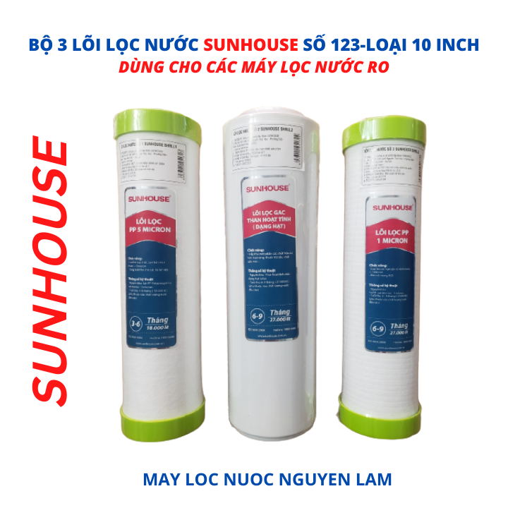 Bộ Lõi Lọc Nước Sunhouse Số 123 - Loại 10 Inch (Dùng Trong Các Máy Lọc ...