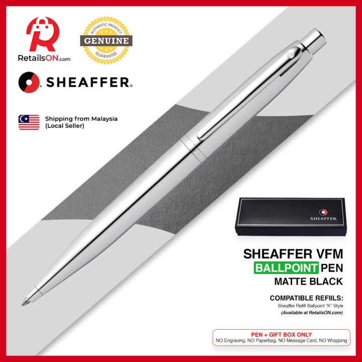 Sheaffer VFM Ballpoint Pen - Pure Chrome Trim (with Black - Medium (M ...