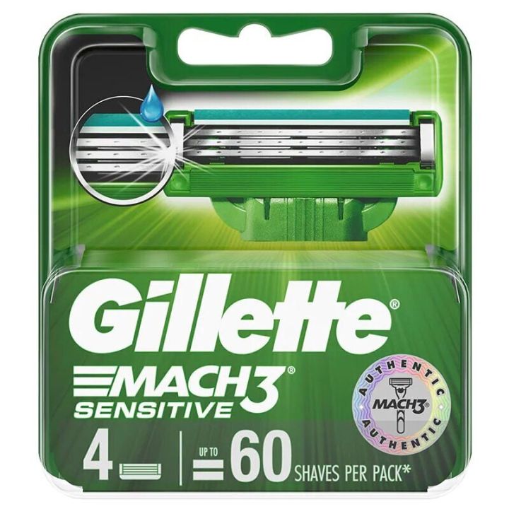 ยิลเลตต์ ใบมีดโกนมัคทรี เซนซิทีฟ 4 ชิ้น Gillette Mach 3 Sensitive ...