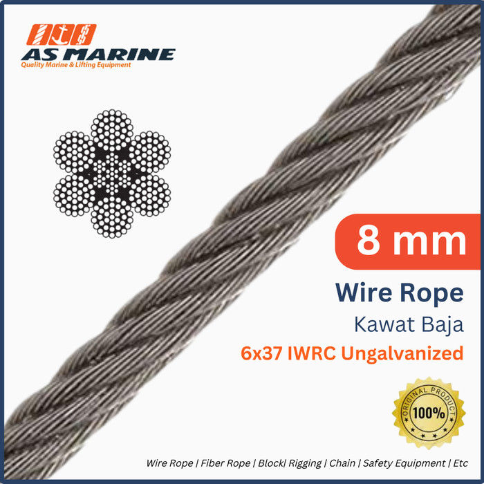 Wire Rope / Kawat Seling Baja 8 mm Ungalvanized 6x37 IWRC - 1 Meter | Lazada Indonesia