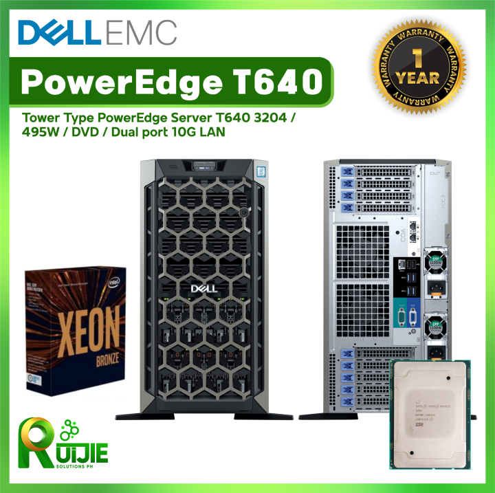Tower Type PowerEdge Server T640 3204 / 495W / DVD / Dual port 10G LAN ...
