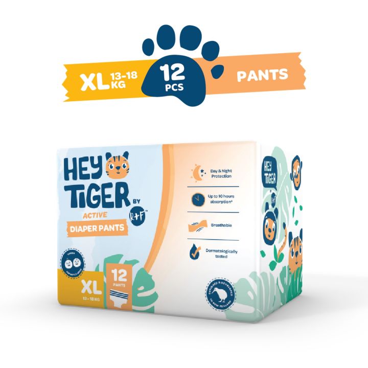 HEY TIGER Pants XL (13-18 kg) Convenience Pack - 12 pcs - Diaper Pants | Lazada PH