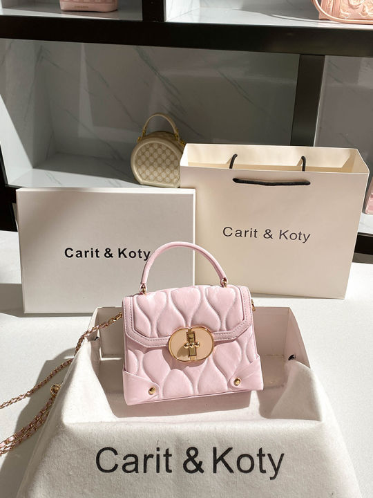 Carit Koty กล่องนูนสีชมพูสไตล์จีนแบบใหม่2025ฤดูใบไม้ผลิกระเป๋าทรง ...