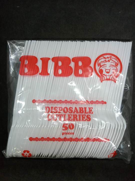 DISPOSABLE SPOON & FORK BIBBO MEDIUM | BIBBO WHITE | 50 PCS PER PACK ...
