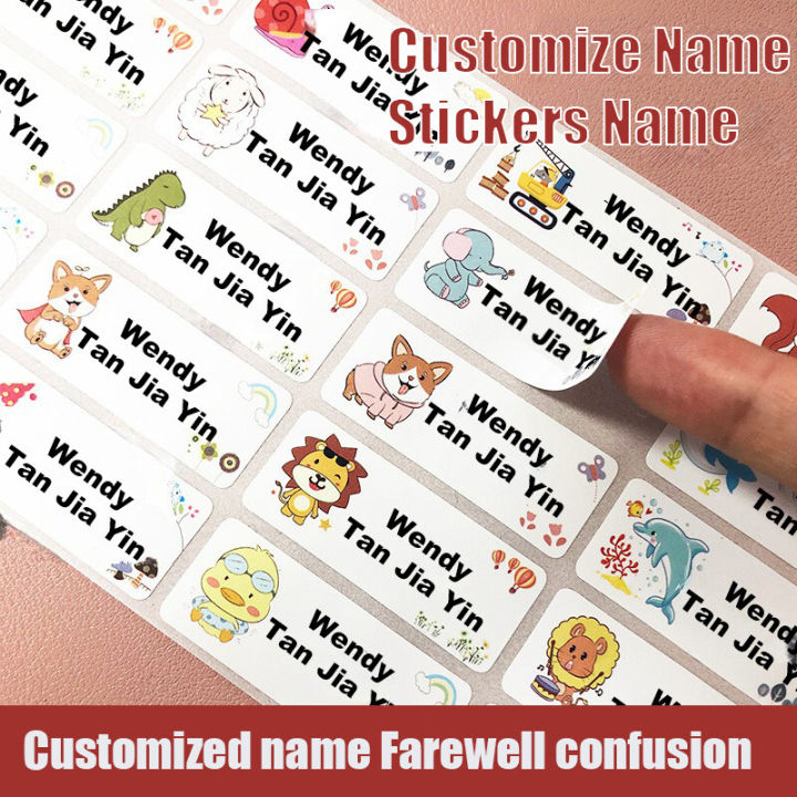 Customize Name Stickers Name Tag Waterproof Personalized Cute Labels ...