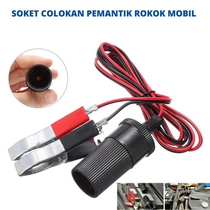 [bisa cod] SOKET FEMALE CAR CIGARETTE LIGHTER 12V 1.5M KABEL JEPITAN ...