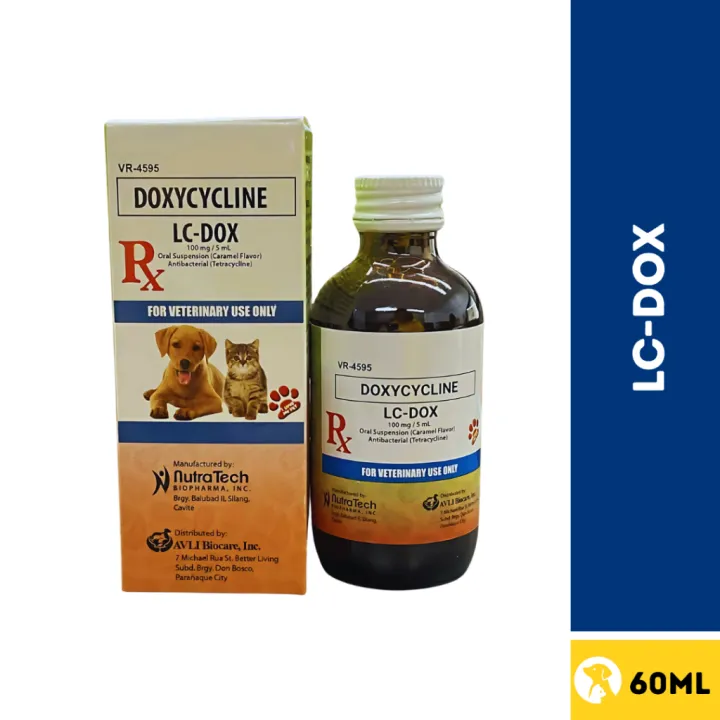 LC-DOX (Doxycycline) Antibacterial Oral Suspension for Cats & Dogs 60ml ...