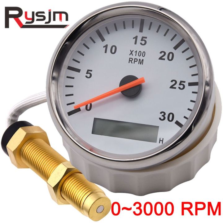 HD 3000RPM Tachometer 85MM + Sensor Diesel Engine Marine Boat Car RPM ...