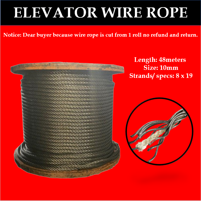 Toyu 48m and 25m - 8mm and 10mm Elevator Rope Lifting 8*19s Elevator ...