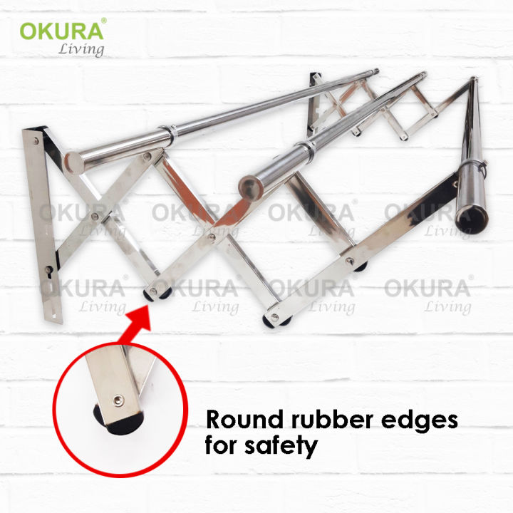OKURA 3 / 6 Bar 9.1M / 1.2M / 1.5M / 1.8M Retractable Cloth Hanger Stainless Steel Ampaian Baju ...