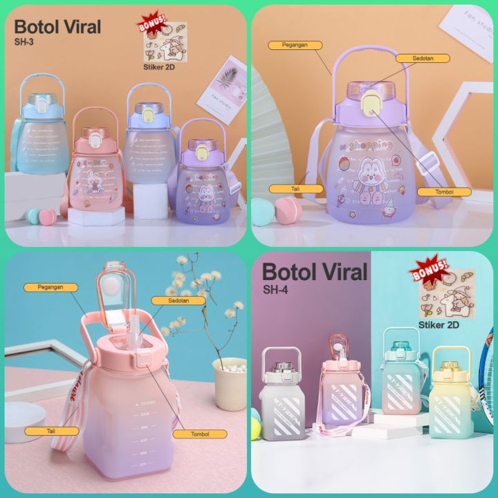 BOTOL MINUMAN VIRAL GEMOY \ BOTOL MINUMAN SEDOTAN KAFASITAS 1300ML ...