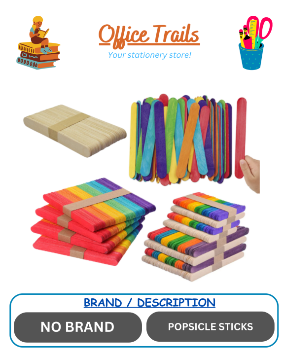 1PACK Popsicle Sticks Assorted Colors and Plain 50Pieces (Mini and ...