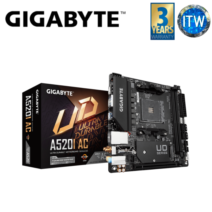 ITW | Gigabyte A520I AC Mini-ITX AM4 DDR4 Ultra Durable Motherboard ...