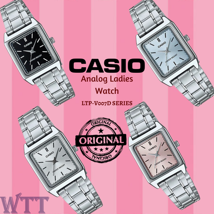 CASIO ORIGINAL LTP-V007D SERIES ANALOG STAINLESS STEEL LADIES WATCH (LTP-V007D-1E) (LTP-V007D-2E ...
