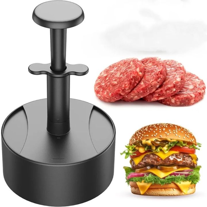 QBHDIA Round Burger Patty Maker Hand Press Type Non-stick Meat Pie ...