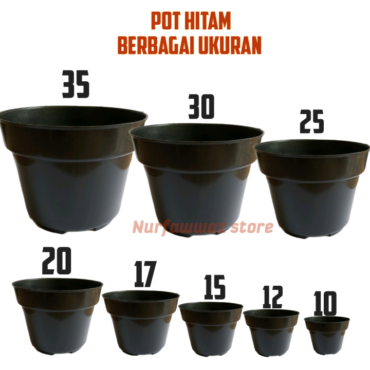 Pot hitam berbagai ukuran murah / pot bunga murah / pot bunga eceran ...