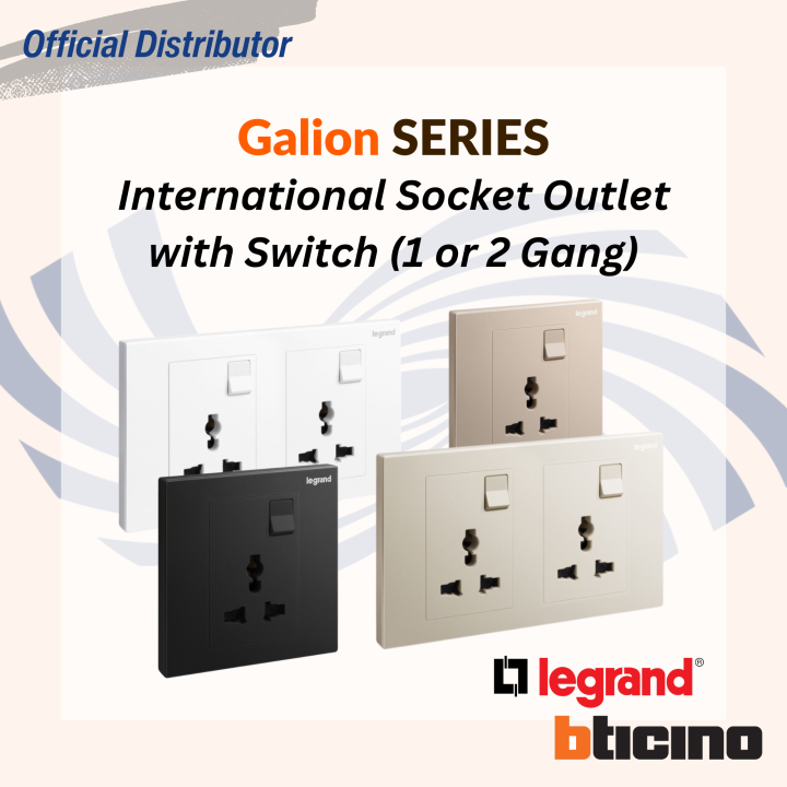 Bticino Galion 16A 250VA 1 or 2 Gang International Socket Outlet with ...