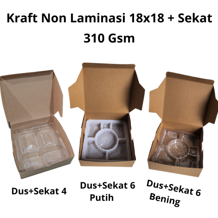 50 Pcs Kotak Nasi Box Cokelat Kraft Non Laminasi + Mika Dalaman / Dus ...