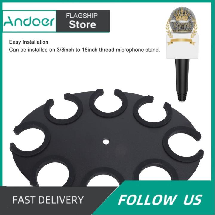 Multi Microphone Holder Soft Silicone Stage Display Organizer Mic Stand ...