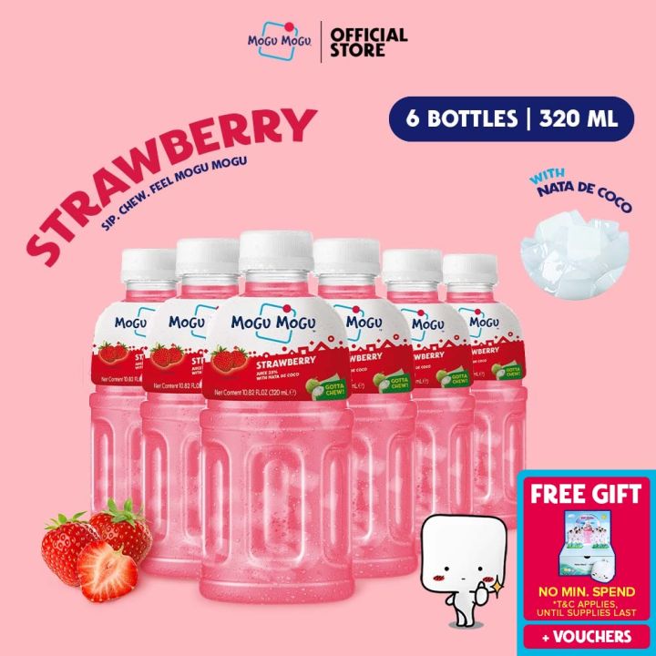 Mogu Mogu Strawberry Nata de Coco Juice Drink 320ml x 6 bottles | Lazada PH