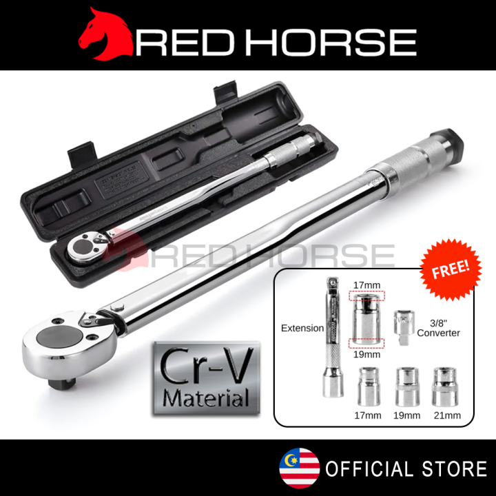 RED HORSE 1/2" 1/4" 3/8" Driver Click Adjustable Micrometer Torque ...