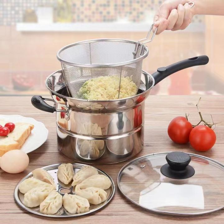 Multifunction Pot 3 in 1 Stainless Steam and Deep Frying Cooking Pot ...