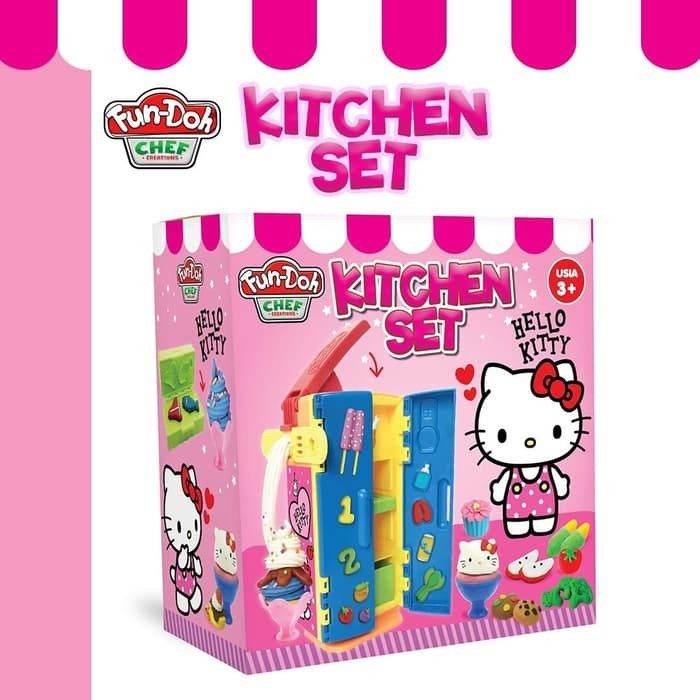 FUNDOH KITCHEN SET X HELLO KITTY / Mainan Lilin fun doh chef hello ...