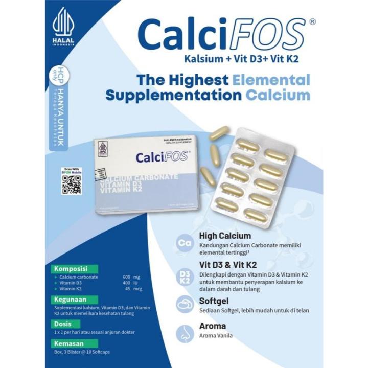 Nutrindo Calcifos Box 30 Kapsul - Kalsium + Vitamin D3 K2 Kesehatah ...