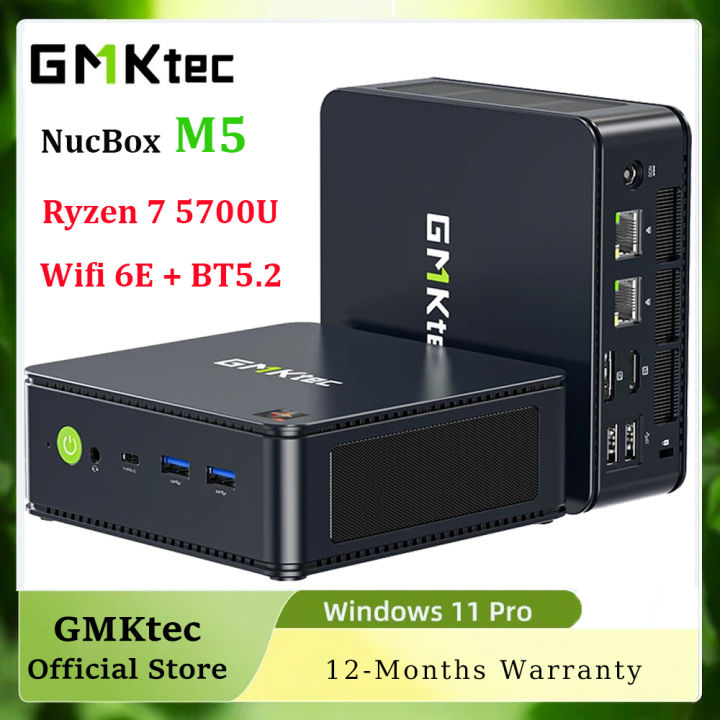 GMK M5 Mini PC AMD Ryzen 7 5700U Max 4.3GHz DDR4 3200MHz PCIe 3.0 M.2 ...