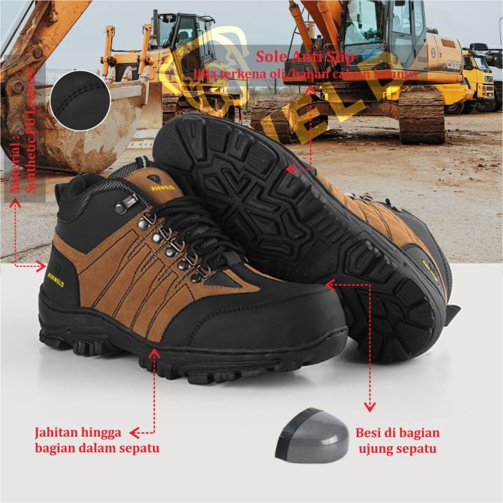 Sepatu safety pria ujung besi sepatu sefty kerja lapangan sepatu septi outdoor sepatu pria ...
