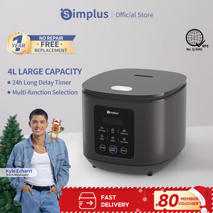 Simplus 4L Rice Cooker Touch-control 24-hour Delay Timer 6 Preset ...