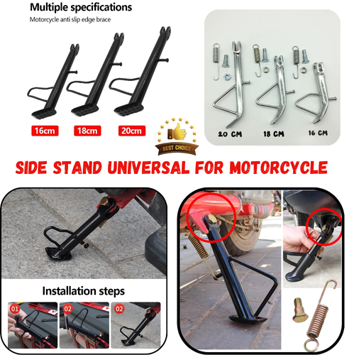 HONDA PCX 160 MOTORCYCLE UNIVERSAL SIDE STAND SILVER/BLACK HEAVY DUTY ...