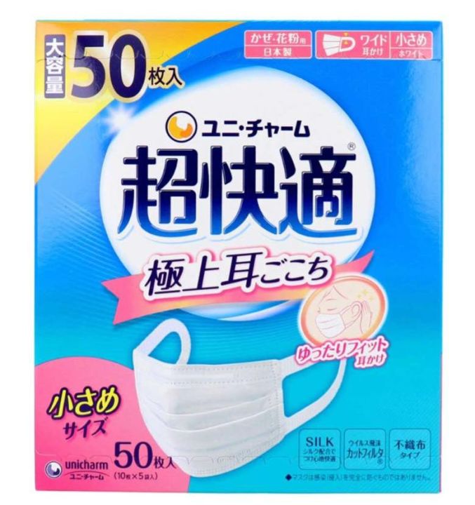 Unicharm Mask Pleat พลีท กล่องชมพู 50ชิ้น Size S ล็อตผลิต 04/2024 ...