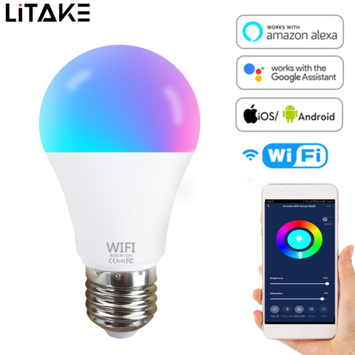 Light Bulb WiFi RGB LED Color Changing Light Bulb 1500LM 2000-7000K 15W Warm White Lighting Bulb ...