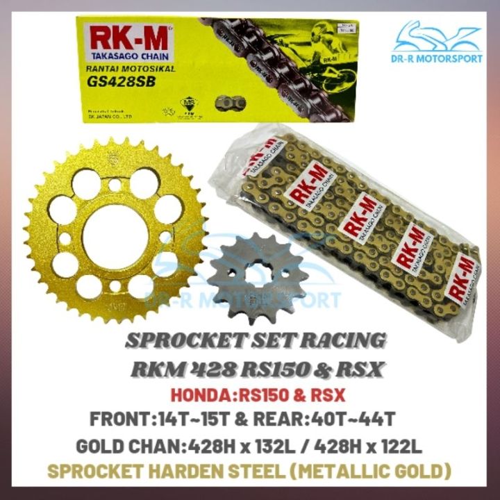 ⊿HONDA RS150 RSX SPROCKET SET RKM 428 GOLD CHAIN (SEKALI RANTAI RKM ...