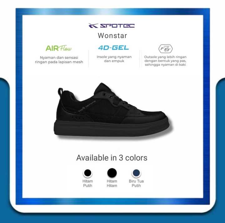SPOTEC Sepatu Student Wonstar Hitam - Hitam | Lazada Indonesia