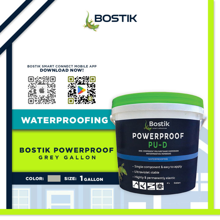 BOSTIK Powerproof PU-D 4L, Grey, Single-Component, Ready-to-use ...
