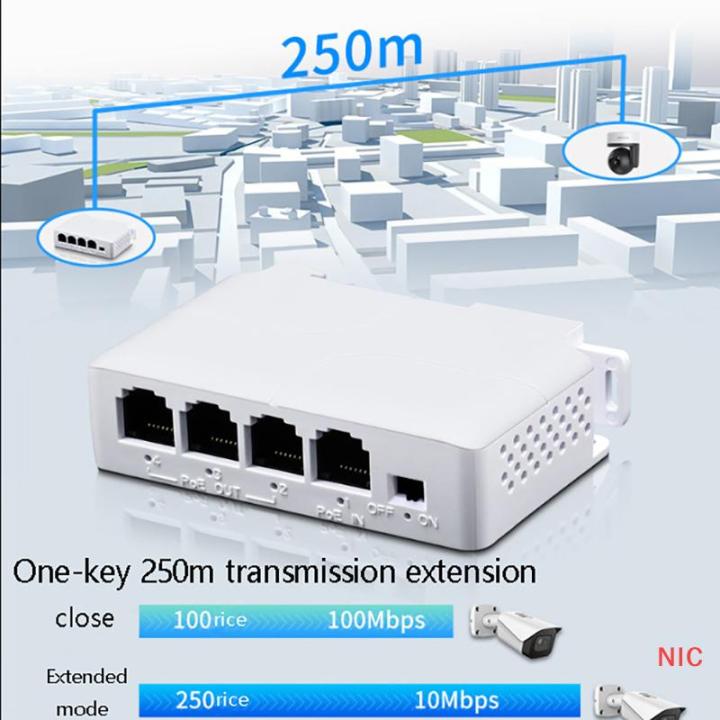 NIC 4 Port PoE Extender Waterproof Poe Repeater For IP Port ...