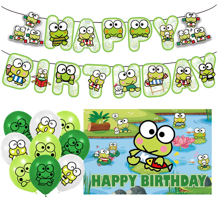 Sanrio KEROKERO KEROPPI Frog Balloons banner cake toppers Birthday ...