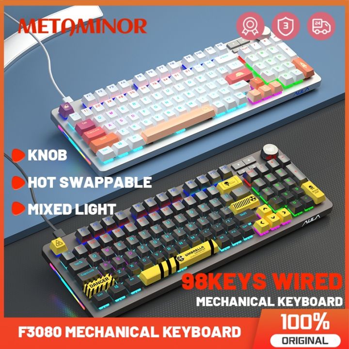Aula F3080 Wired Mechanical Keyboard hot swappable with Knob Mixed ...
