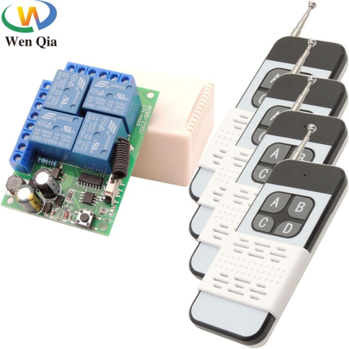 433MHz Universal Remote Control AC220V 10A 4CH 2200W Rf Relay Receiver ...