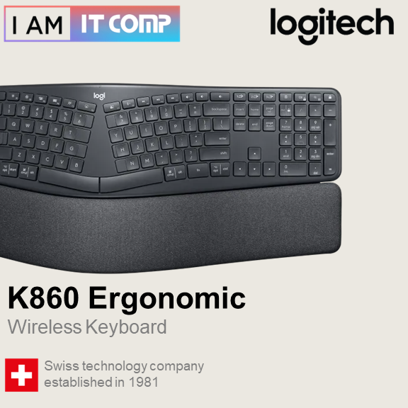 Logitech Ergo K860 Wireless Split Ergonomic Keyboard Full Size Layout Bluetooth® Long
