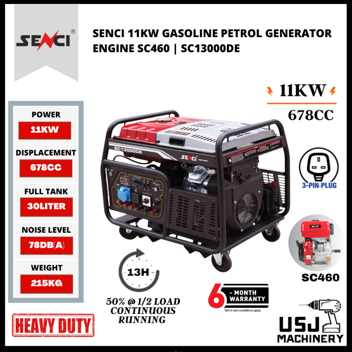 SENCI 11KW 4-Stroke Gasoline Petrol Generator With Engine SC460 SC13000E/3 | 6 Months Warranty ...