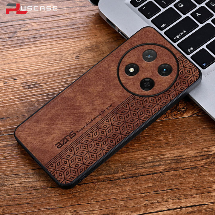 PlusCase for HONOR X9c 5G Case Vintage PU Leather Hard Slim Matte Back ...