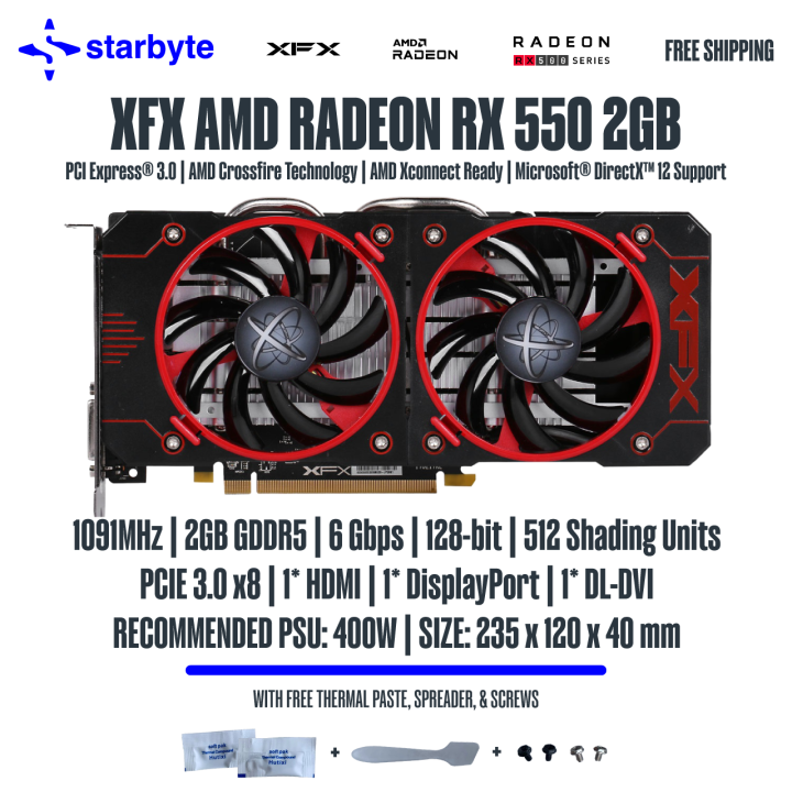 Used 99NEW XFX AMD Radeon™ RX 550 2GB AMD Graphic Graphics Card grafik ...